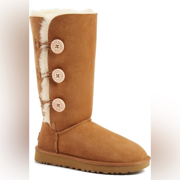UGG | Shoes | Ugg Bailey Button Triplet Ii Boot Women Size 6 Chestnut Suede Brand New | Poshmark
